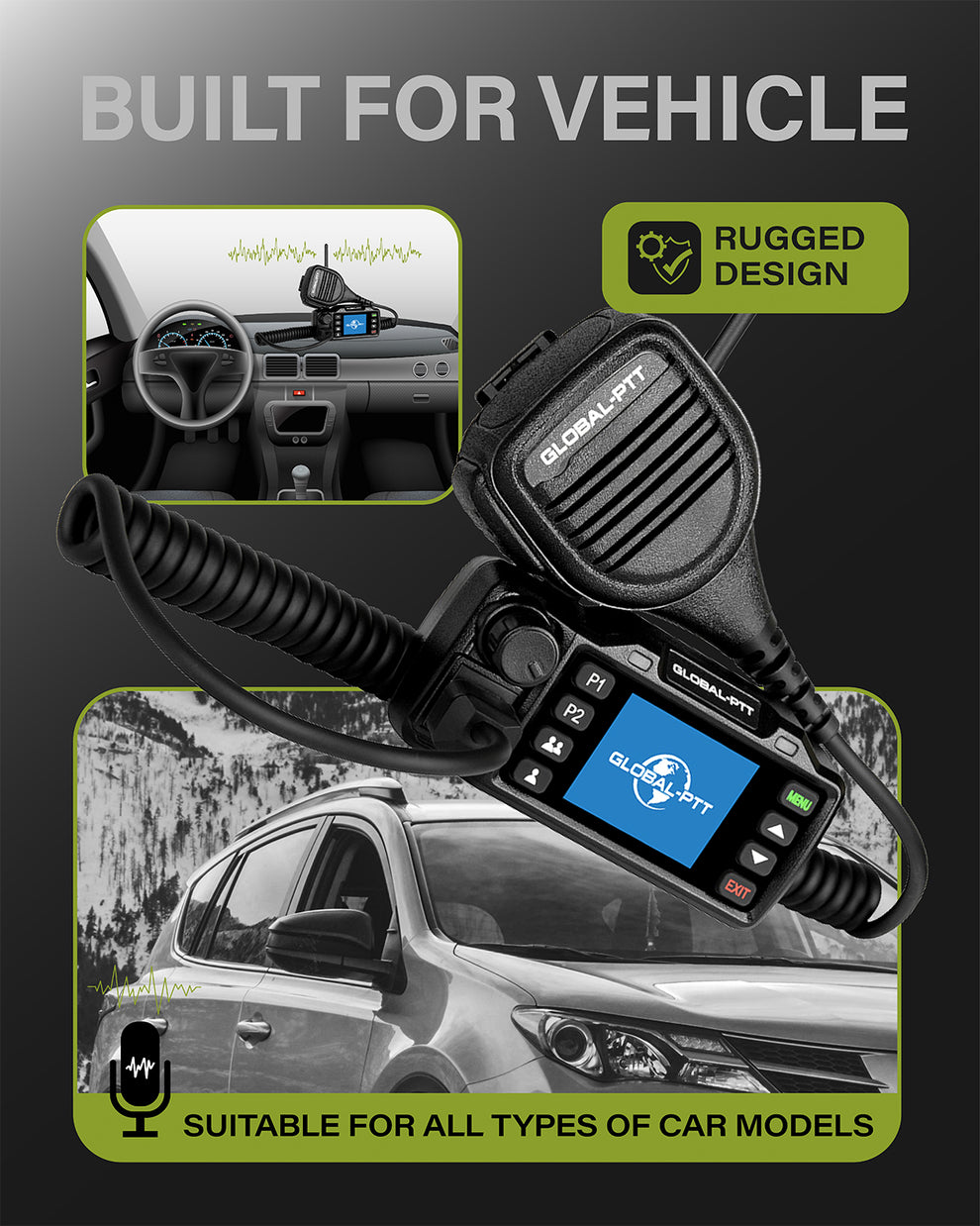 Global-PTT 2-Pack Push-to-Talk Over Cellular (PoC) Mobile Radios Walki