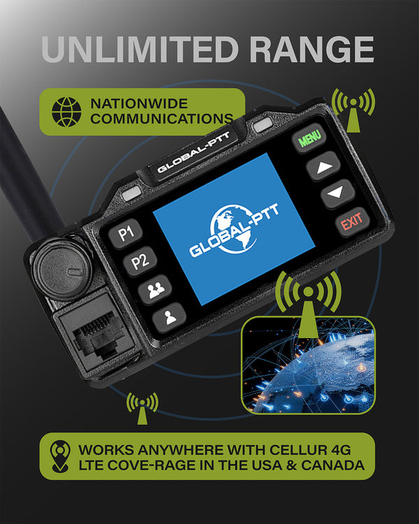 Global-PTT 2-Pack Push-to-Talk Over Cellular (PoC) Mobile Radios Walki