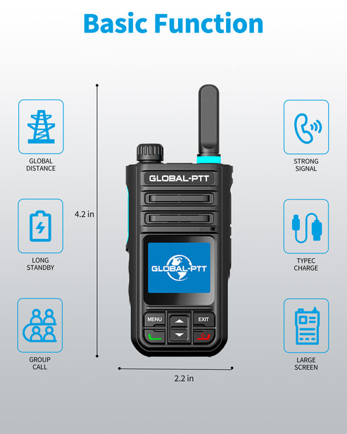 GLOBAL-PTT G9 PoC Radios Unlimited Range - 4G LTE Nationwide PTT Long