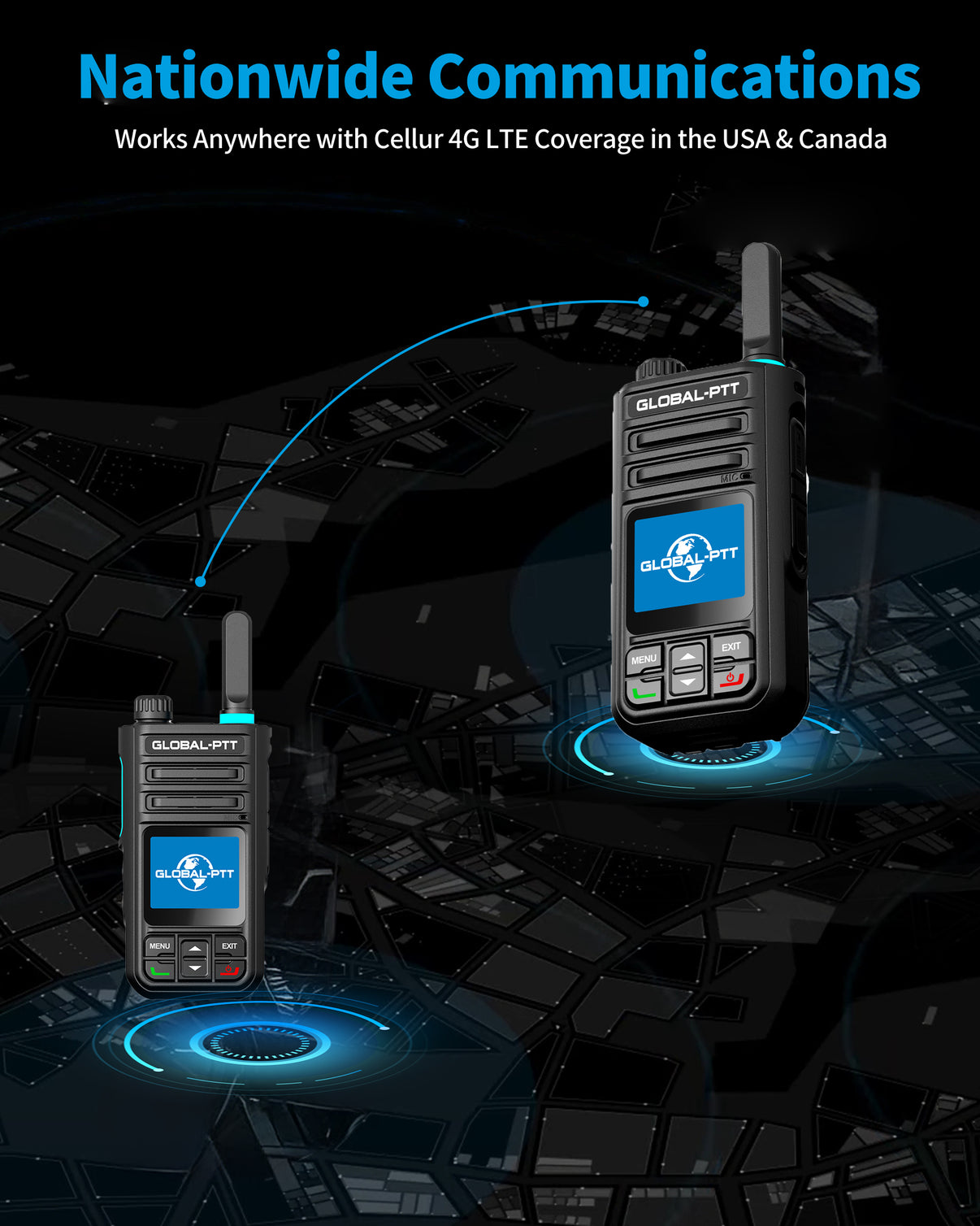GLOBAL-PTT G9 PoC Radios Unlimited Range - 4G LTE Nationwide PTT Long