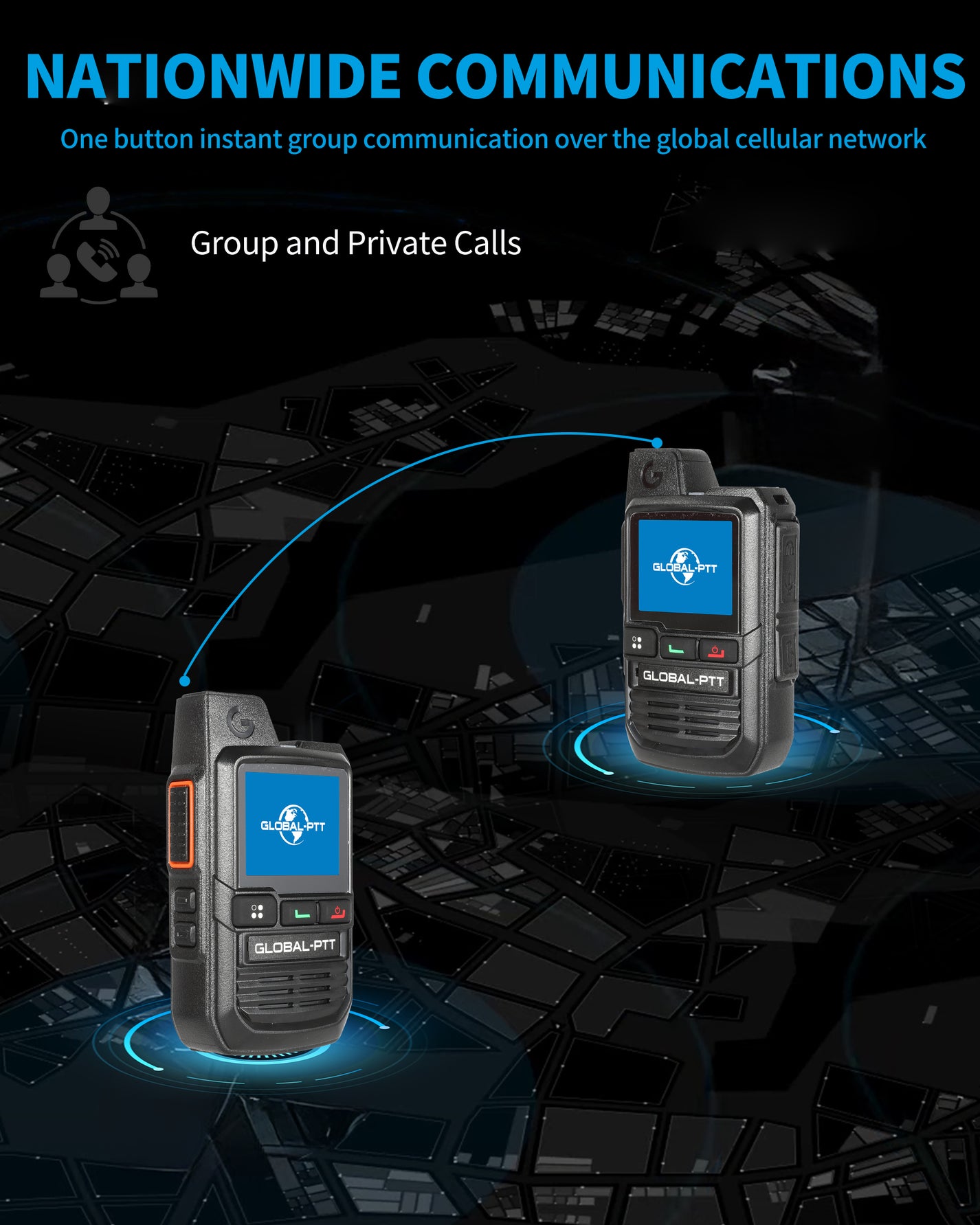 GLOBAL-PTT G0 PoC Radios Unlimited Range - 4G LTE Nationwide PTT Long