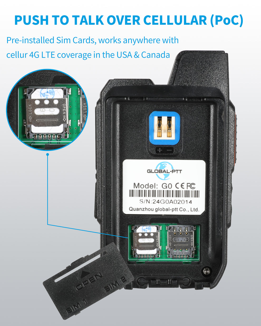 GLOBAL-PTT G0 PoC Radios Unlimited Range - 4G LTE Nationwide PTT Long